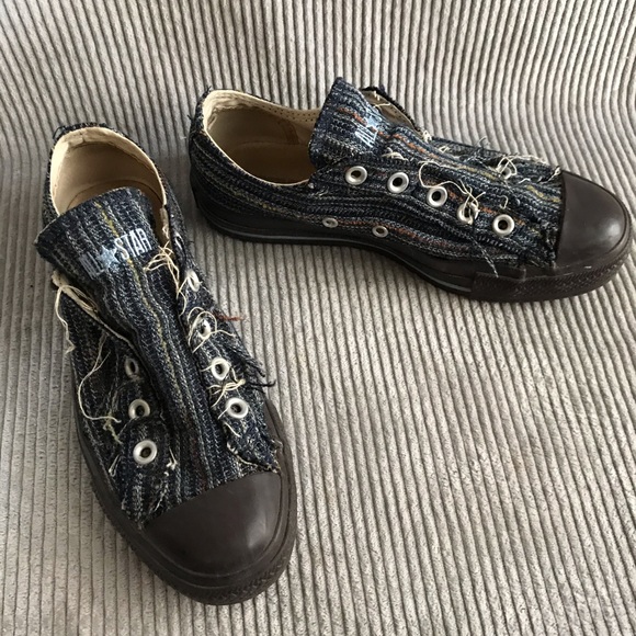 Converse | Shoes | Converse All Stars Low Top Sneakers Brown Blue Tweed ...